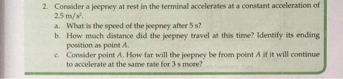 Solved 2. Consider a jeepney at rest in the terminal | Chegg.com
