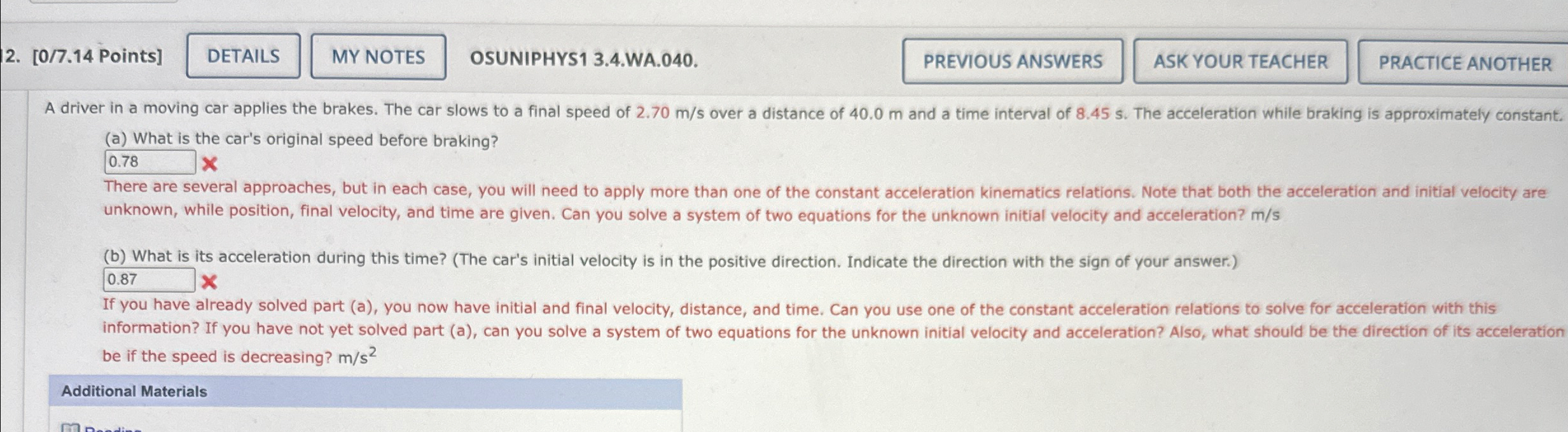 Solved Points]OSUNIPHYS1 3.4.WA.040.A driver in a moving car | Chegg.com