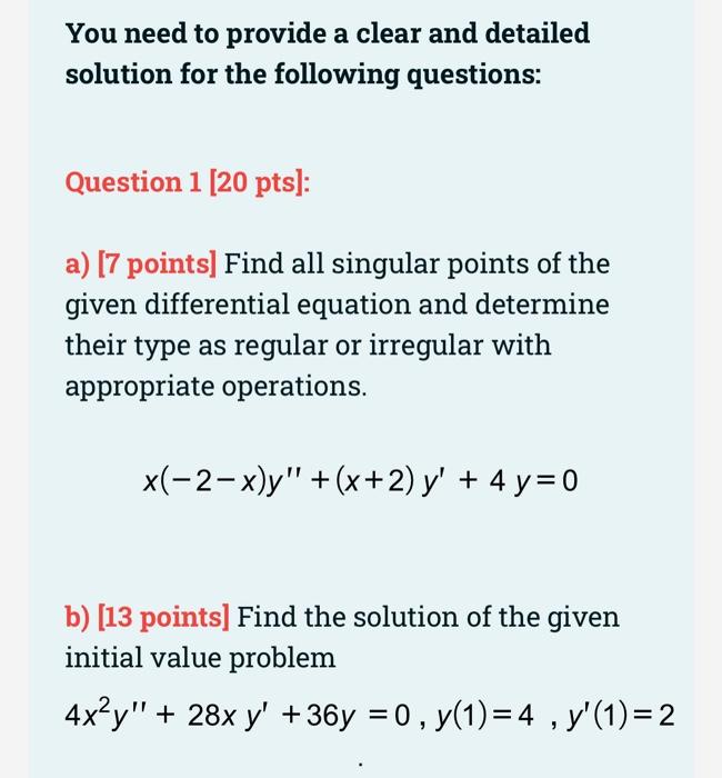 Solved You need to provide a clear and detailed solution for | Chegg.com