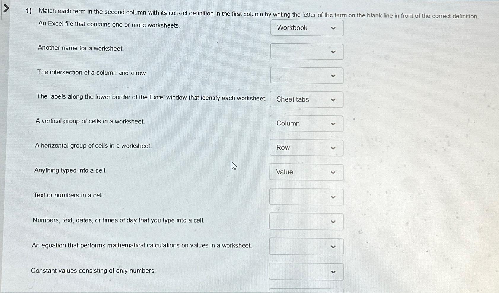 Solved Match each term in the second column with its correct | Chegg.com