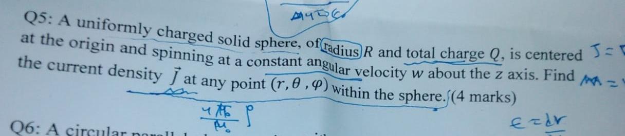 Solved Myoso Q5: A uniformly charged solid sphere, of radius | Chegg.com