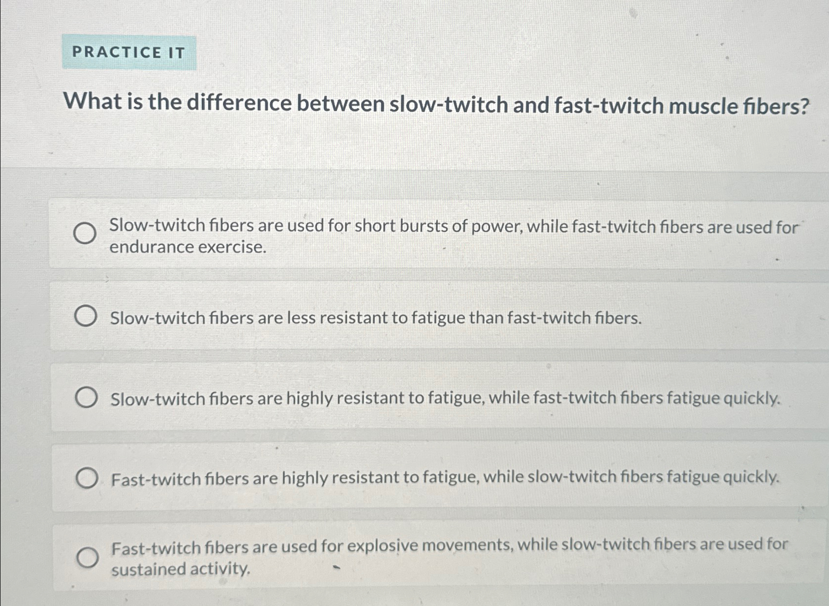 Solved What is the difference between slow-twitch and | Chegg.com