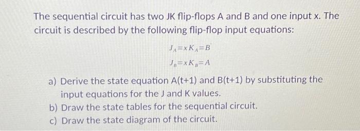 Solved The sequential circuit has two JK flip-flops A and B | Chegg.com