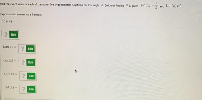 Solved Find the exact value of each of the other five | Chegg.com