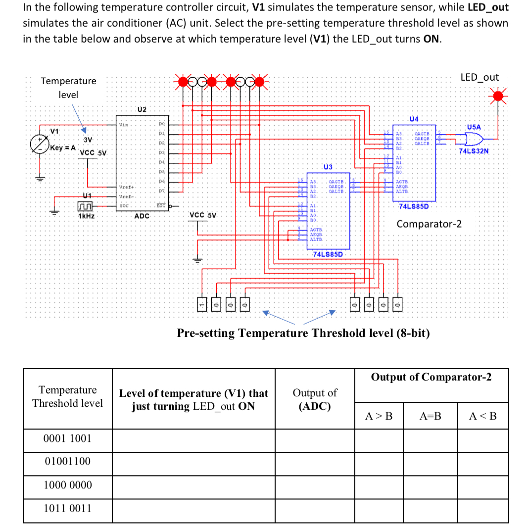 In the following temperature controller circuit, V1 | Chegg.com