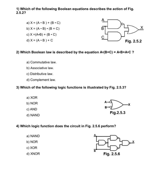 Solved 1) Which of the following Boolean equations describes | Chegg.com