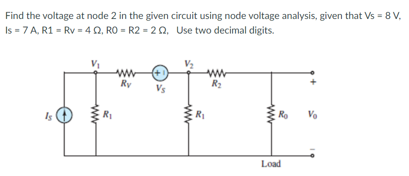 Solved Find the voltage at node 2 ﻿in the given circuit | Chegg.com