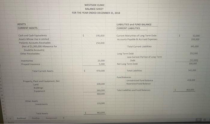 Solved WESTSIDE CLINIC BALANCE SHEET FOR THE YEAR ENDED | Chegg.com