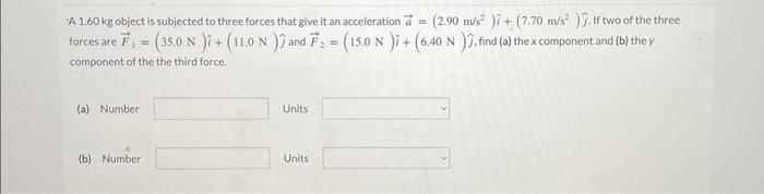 Solved A 1 60 Kg Object Is Subjected To Three Forces That