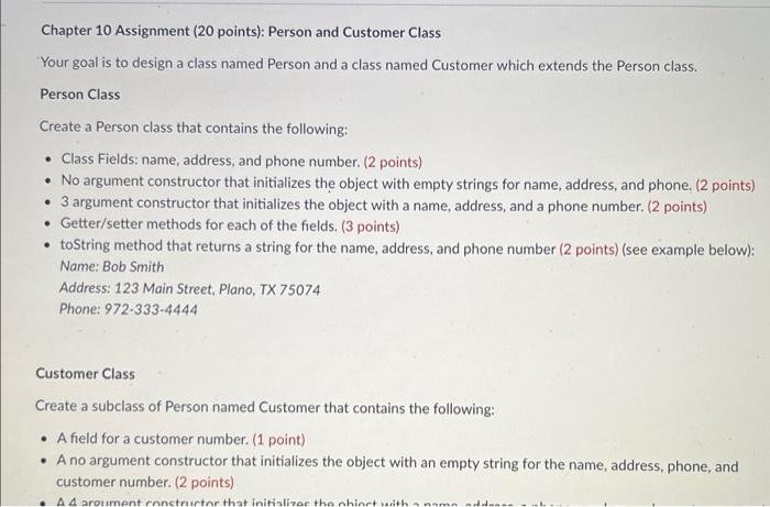 Solved Chapter 10 Assignment (20 points): Person and | Chegg.com