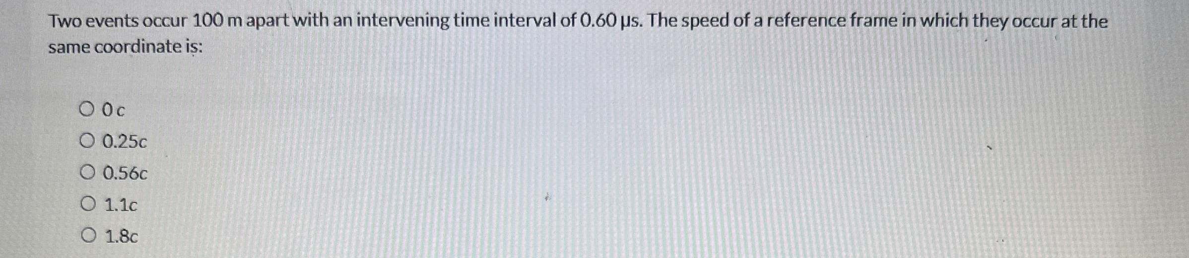 Solved Two events occur 100 ﻿m apart with an intervening | Chegg.com
