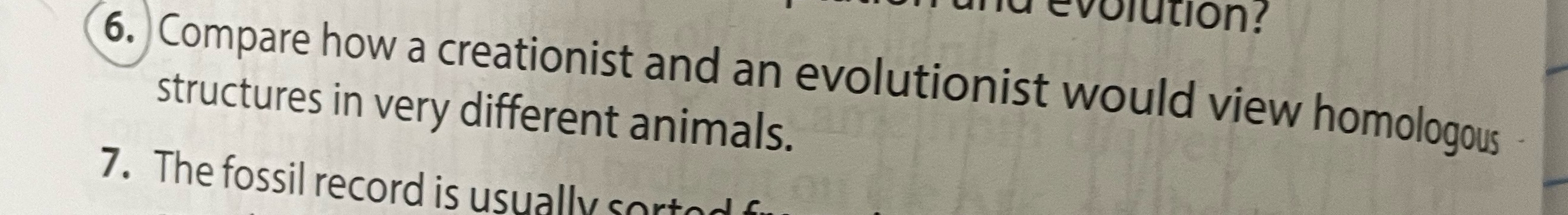 Solved Compare how a creationist and an evolutionist would | Chegg.com