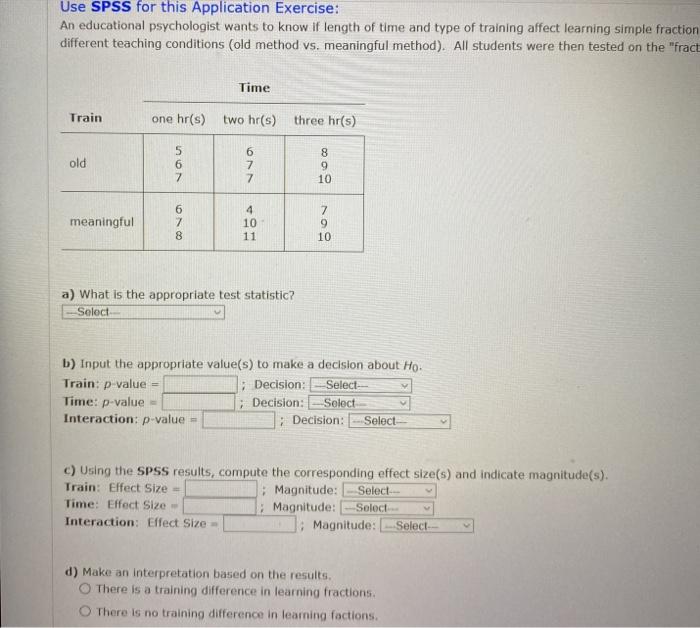 Solved Use SPSS for this application exercise:An educational | Chegg.com