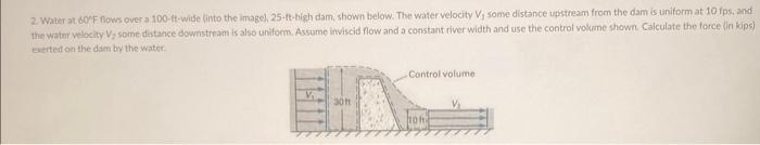 2. Water at d0\%F fows quer a 100-ft-wide kinte the | Chegg.com
