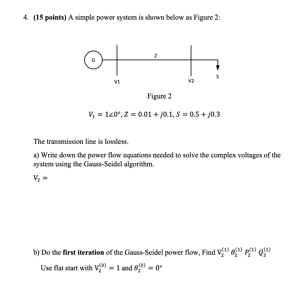 Solved (15 ﻿points) ﻿A simple power system is shown below as | Chegg.com
