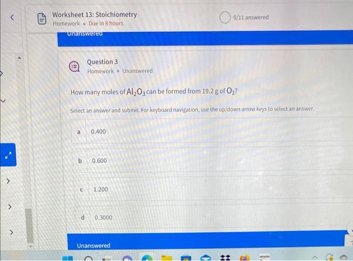 Solved Norksheet 13: Stoichiometry Homework - Due in 8 hours | Chegg.com