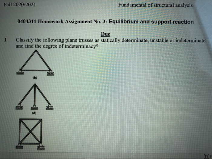 Solved Fall 2020/2021 Fundamental of structural analysis | Chegg.com