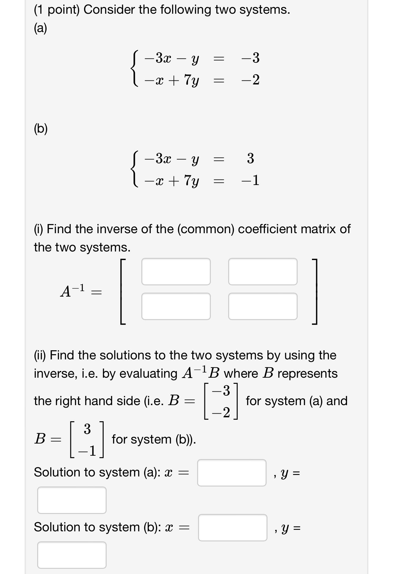 Solved (1 ﻿point) ﻿Consider the following two | Chegg.com