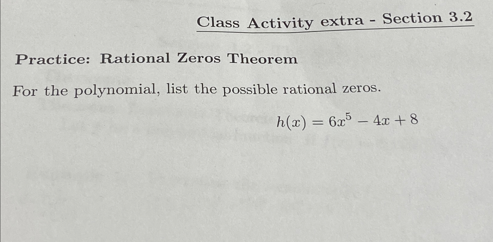 Solved Class Activity extra - ﻿Section 3.2Practice: Rational | Chegg.com