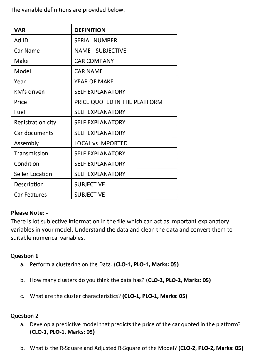 Solved •The variable definitions are provided | Chegg.com