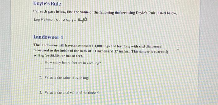 Solved Doyle's Rule For each part below, find the value of | Chegg.com