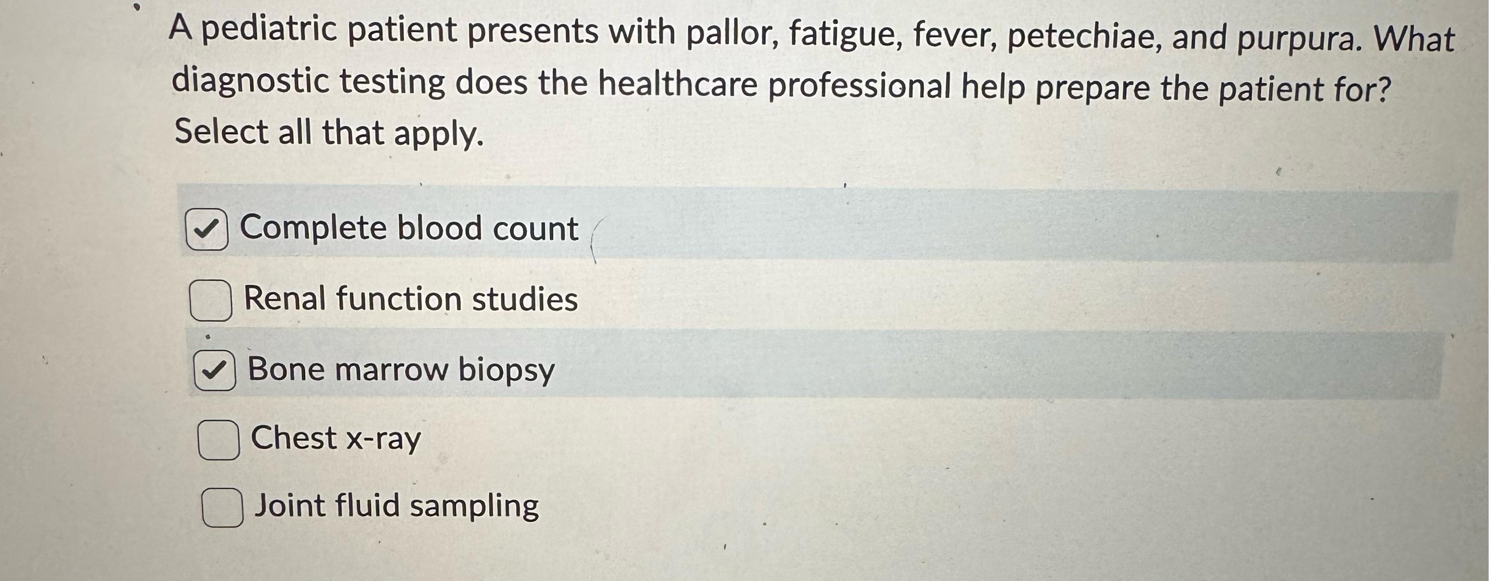 Solved A pediatric patient presents with pallor, fatigue, | Chegg.com