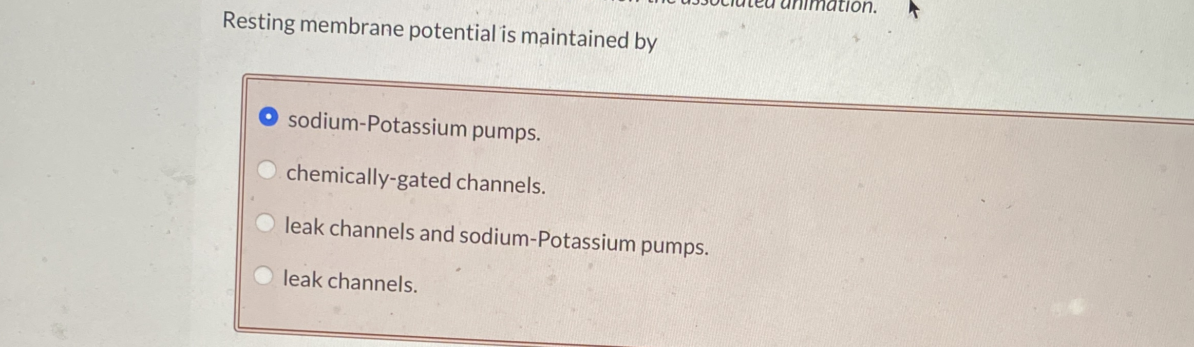 Solved Resting membrane potential is maintained | Chegg.com