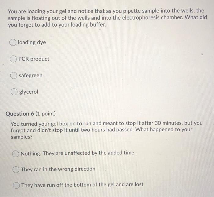 Solved You are loading your gel and notice that as you | Chegg.com