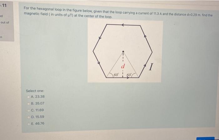 Solved 11 For the hexagonal loop in the figure below, given | Chegg.com