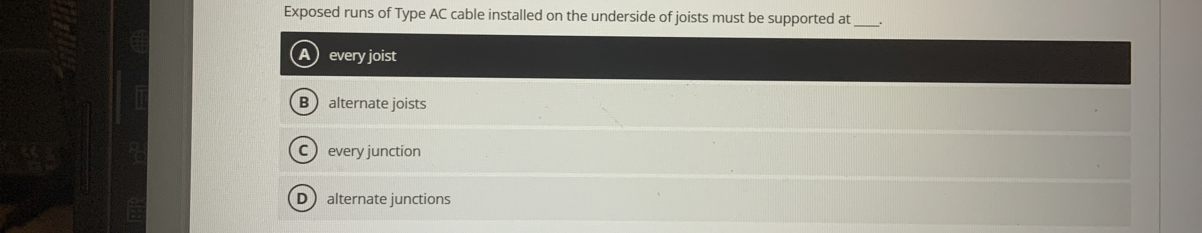 Solved Exposed runs of Type AC cable installed on the | Chegg.com
