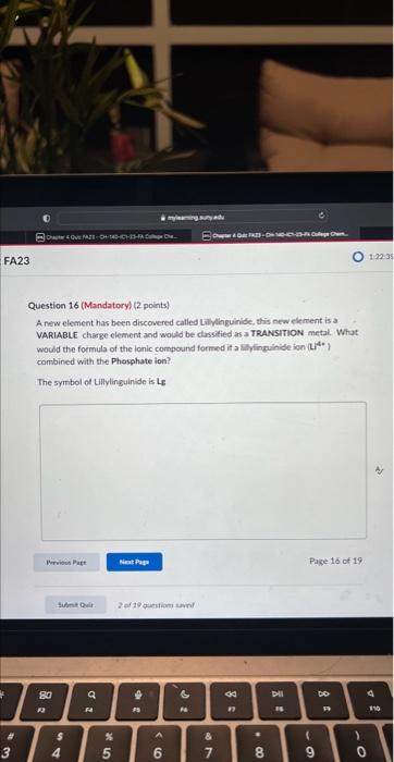 Solved Question 16 (Mandatory) (2 points) A now element has | Chegg.com