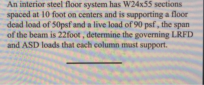 Solved An interior steel floor system has W24x55 sections | Chegg.com