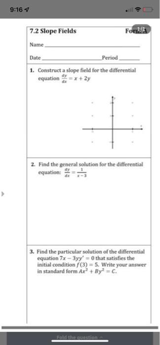 Solved 1. Construct a slope field for the differential | Chegg.com