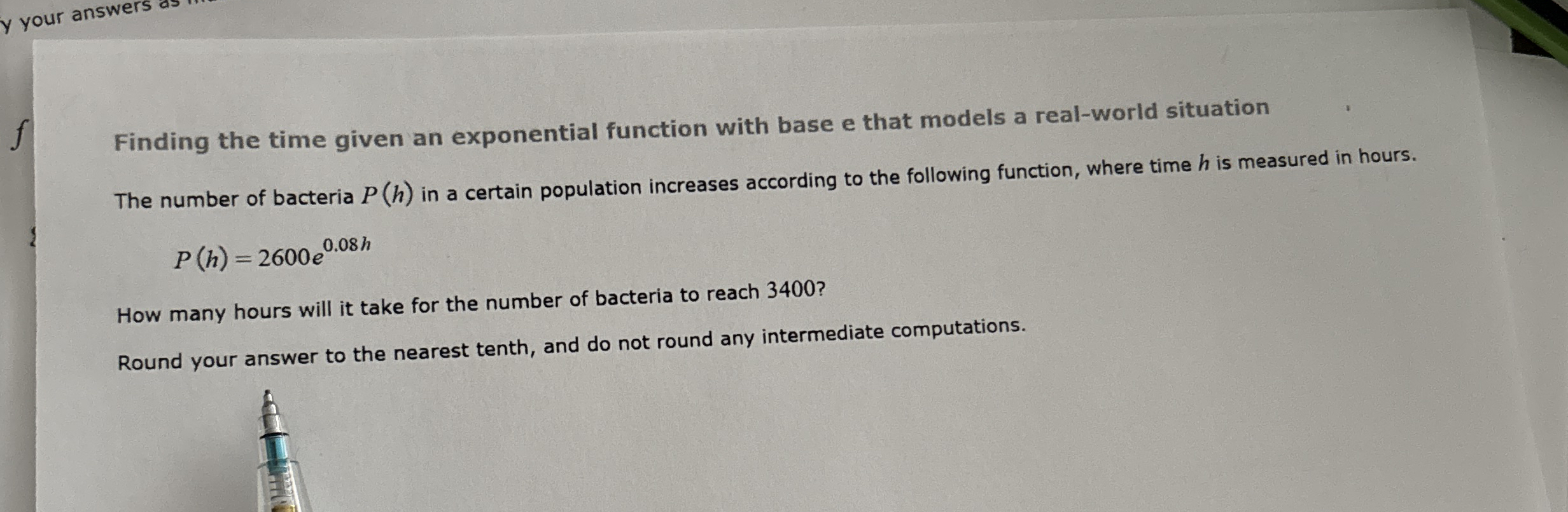 Solved Finding the time given an exponential function with | Chegg.com
