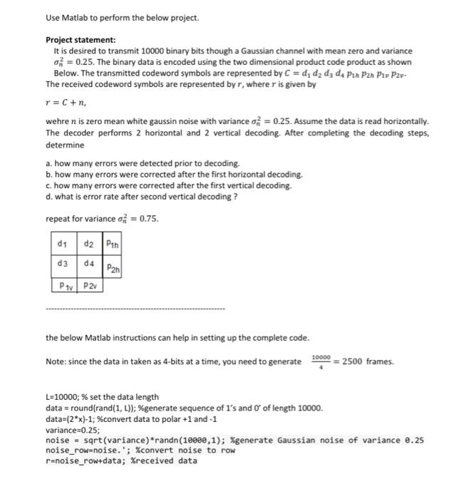 Solved Use Matlab to perform the below project. Project | Chegg.com