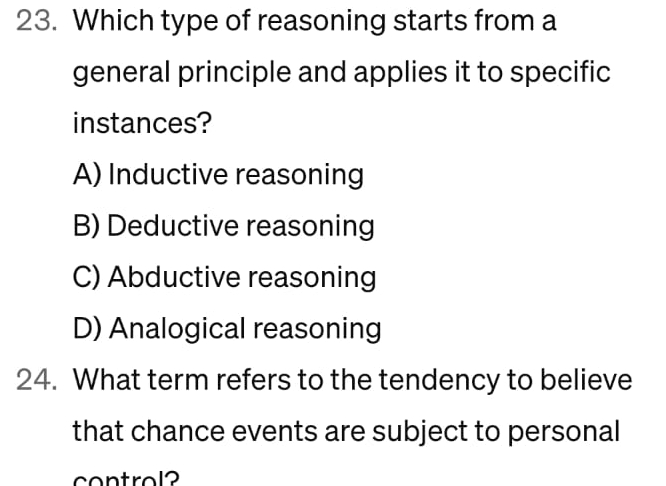 Solved Which type of reasoning starts from a general | Chegg.com