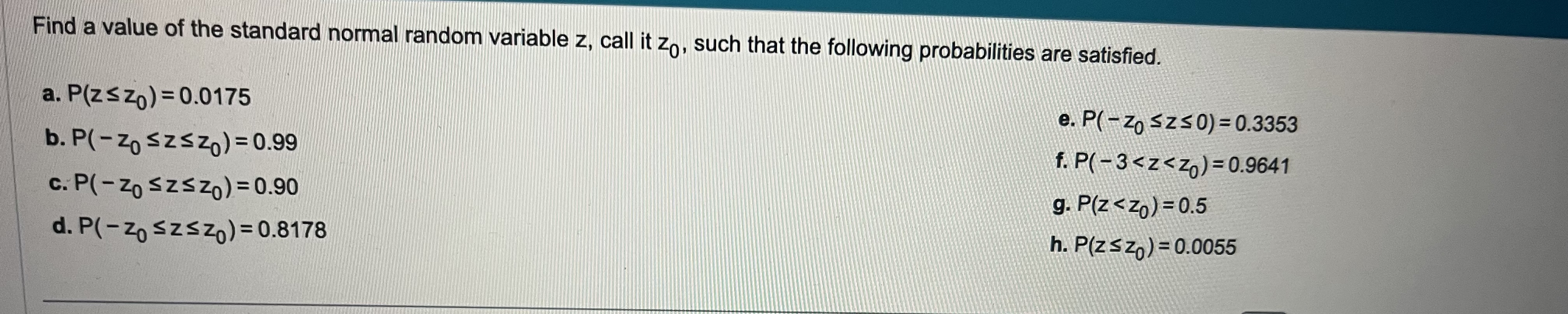 Solved Find a value of the standard normal random variable | Chegg.com