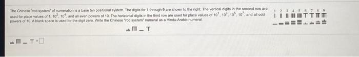 Solved IT IT The Chinese rod system of numeration is a base | Chegg.com