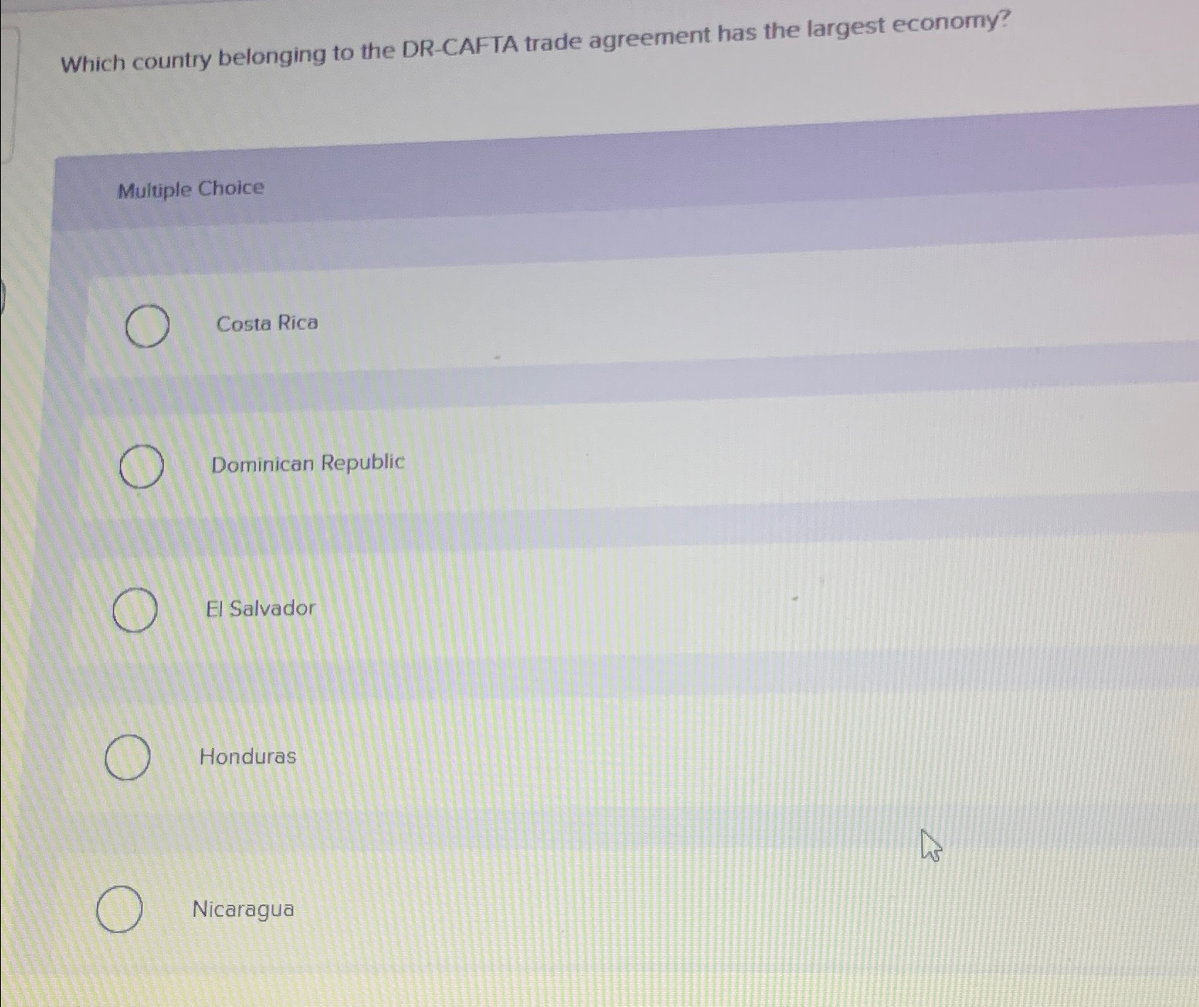 Solved Which country belonging to the DR-CAFTA trade | Chegg.com