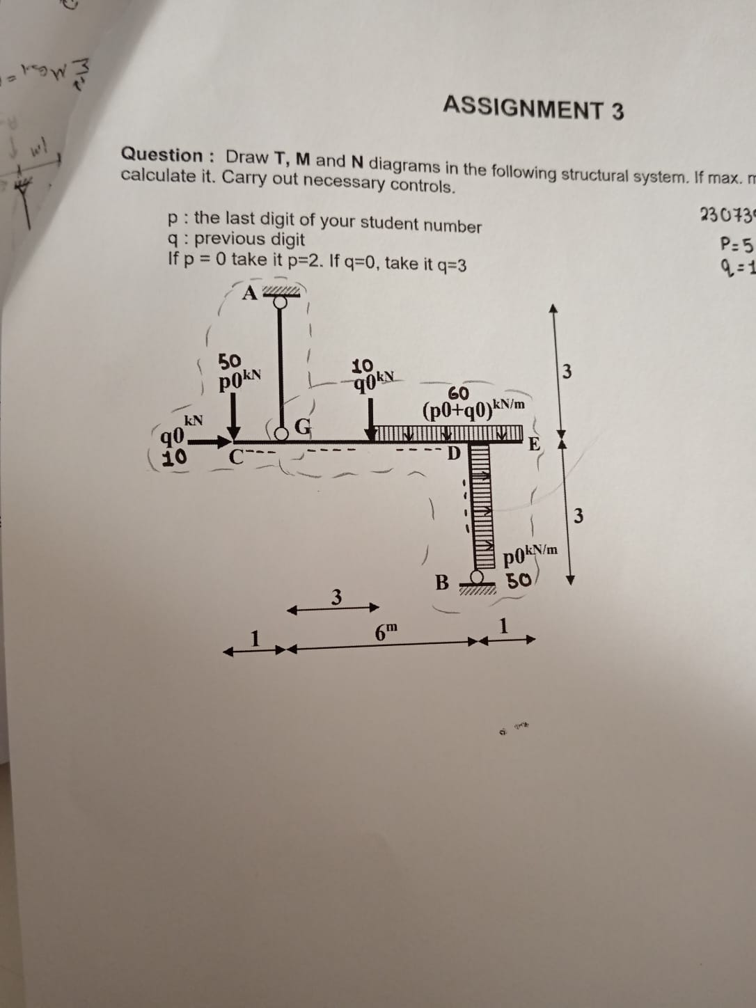 Solved ASSIGNMENT 3Question: Draw T, M ﻿and N ﻿diagrams in | Chegg.com