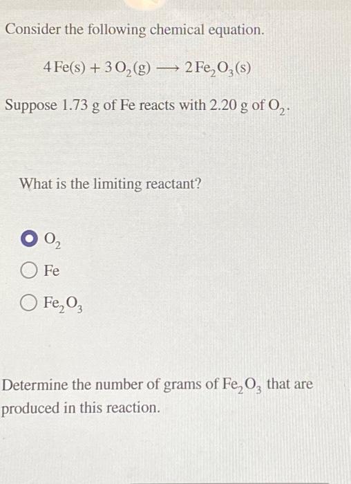 Solved Consider the following chemical equation. 4 Fe(s) + | Chegg.com