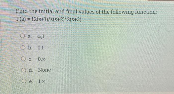 Solved Find the initial and final values of the following | Chegg.com