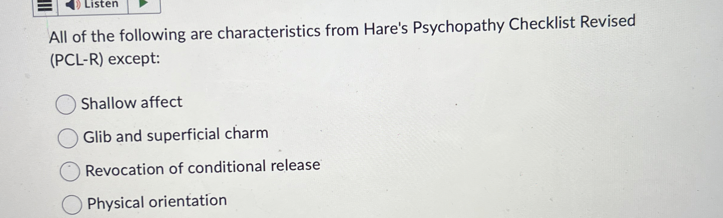 Solved ListenAll of the following are characteristics from | Chegg.com