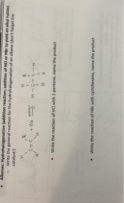 Solved . H o Alkenes: Hydrohalogenation (addition reaction; | Chegg.com
