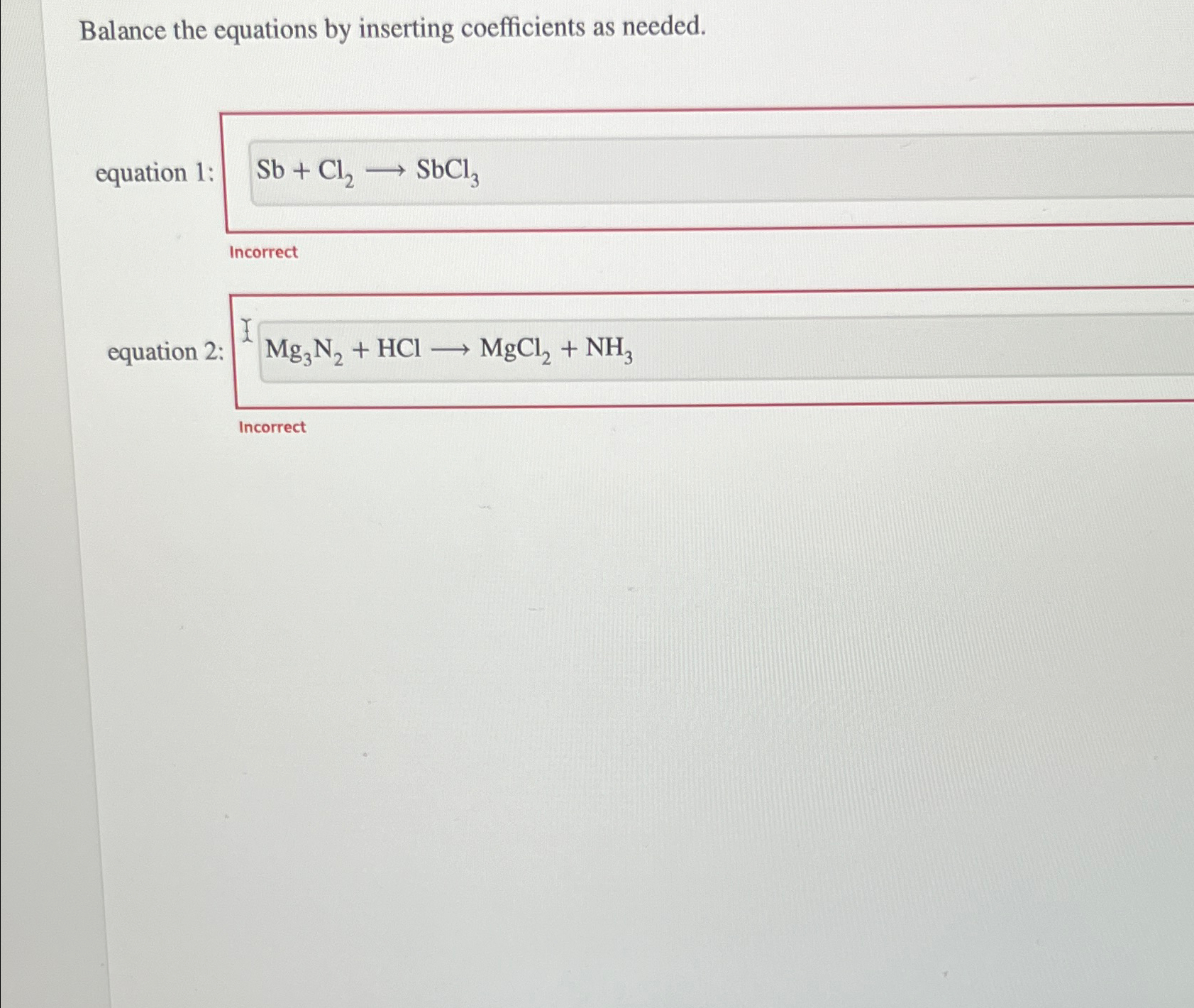 Solved Balance the equations by inserting coefficients as | Chegg.com