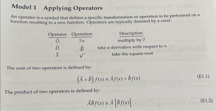 Solved Model 1 Applying Operators An operator is a symbol | Chegg.com