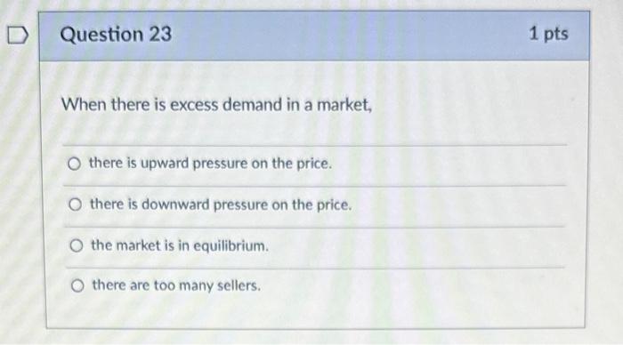 Solved When there is excess demand in a market, there is | Chegg.com
