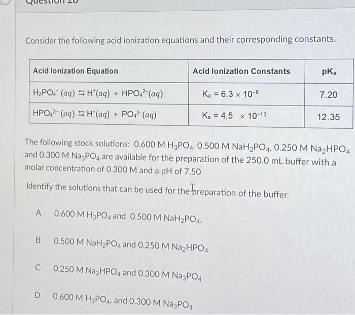 Solved Consider the following acid ionization equations and | Chegg.com