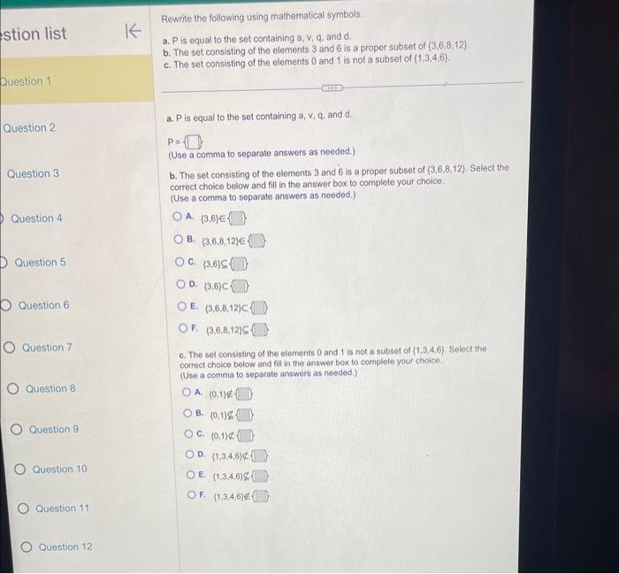 Solved ion list Rewrite the following using mathematical | Chegg.com