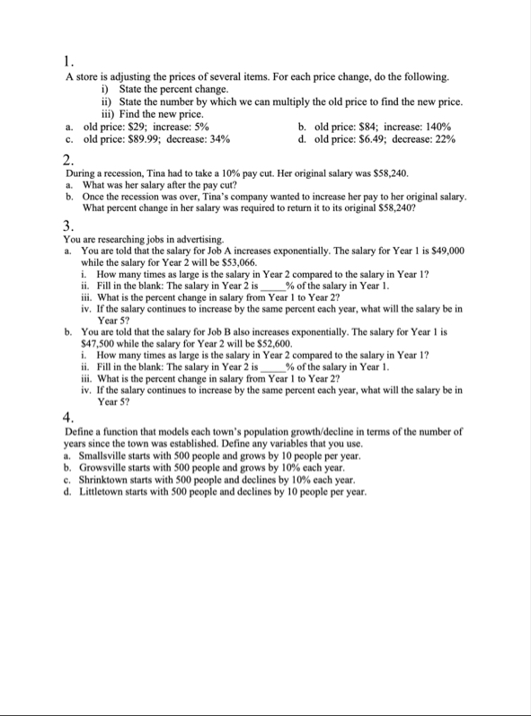 Solved A store is adjusting the prices of several items. For | Chegg.com